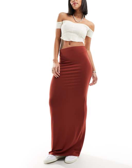 ASOS DESIGN column maxi skirt in rust | ASOS