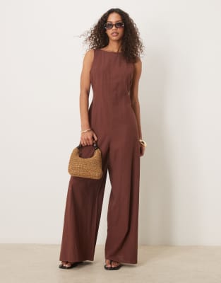 ASOS DESIGN - Combinaison ample style tennis à surpiqûres - Chocolat | ASOS