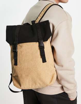ASOS DESIGN cord backpack in beige | ASOS