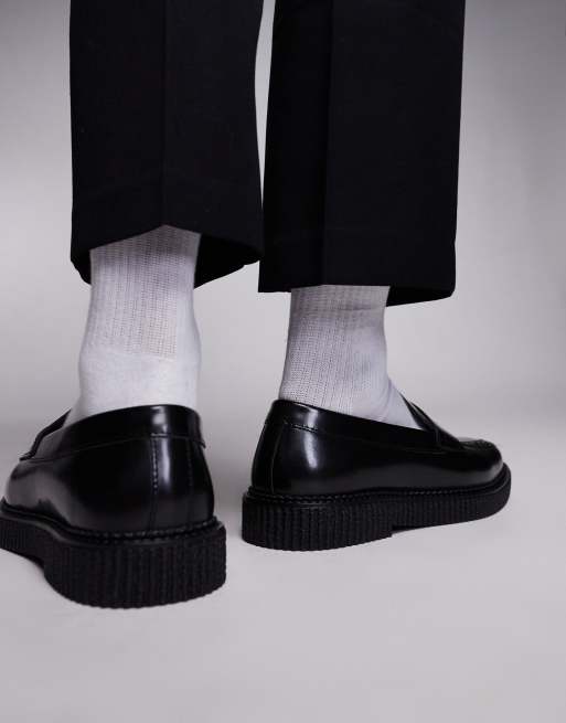 ASOS DESIGN creeper loafers in black leather | ASOS