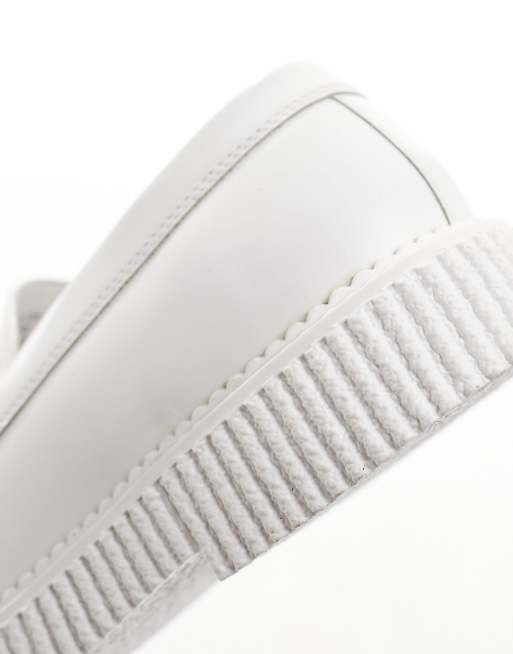 ASOS DESIGN creeper loafers in white leather | ASOS