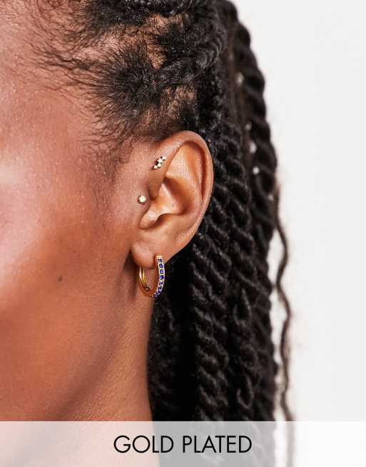 Asos Design Créoles En Plaqué Or 14 Carats 13 Mm Avec Saphir Pierre