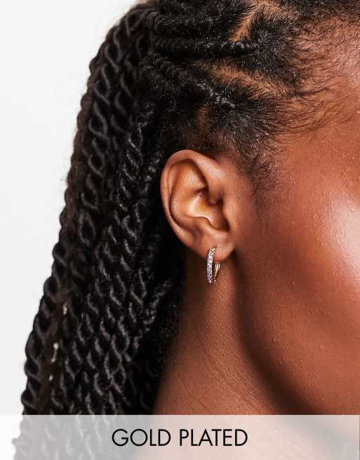 Asos Design Créoles En Plaqué Or 14 Carats 13 Mm Avec Zircons Bleus