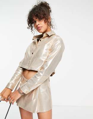 ASOS DESIGN crop jacket in gold - part of a set | ASOS