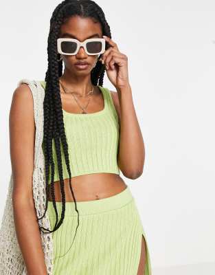 ASOS DESIGN - Crop top d'ensemble en maille côtelée - Vert | ASOS