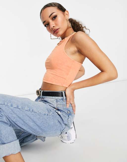 ASOS DESIGN - Crop top dos nageur - Orange délavé | ASOS