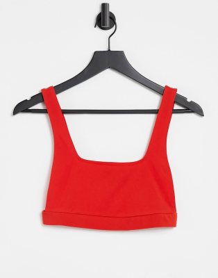 ASOS DESIGN crop top with open side in red | ASOS