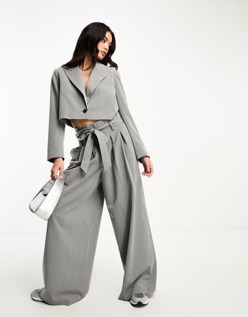 ASOS DESIGN cropped blazer in light gray - part of a set | ASOS