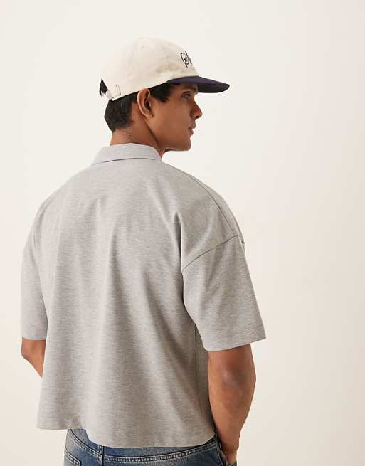 ASOS DESIGN cropped oversized polo shirt in heavyweight ASOS DESIGN cropped oversized polo shirt in heavyweight