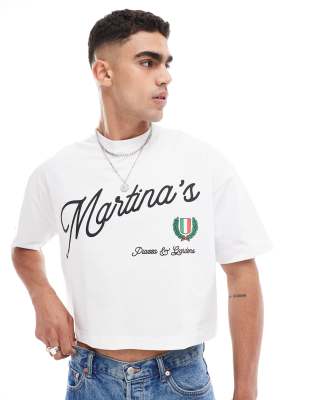 ASOS DESIGN cropped oversized t-shirt in white with print | ASOS