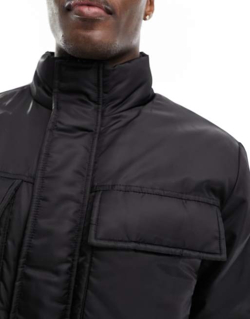 ASOS DESIGN cropped puffer jacket in black | ASOS