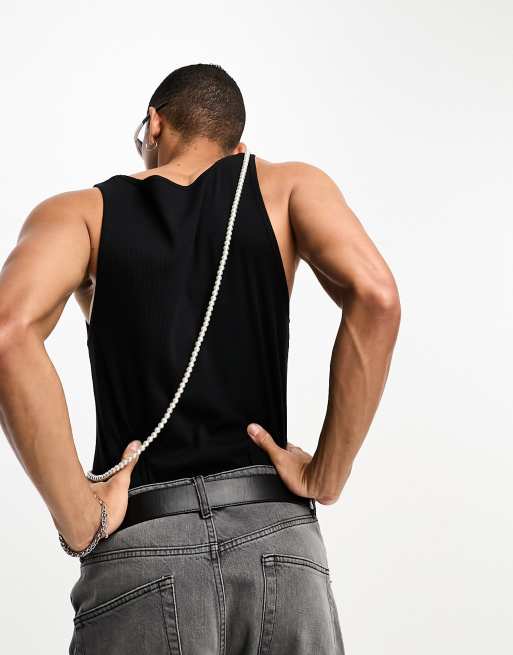 ASOS DESIGN cross body harness in glass faux pearl | ASOS