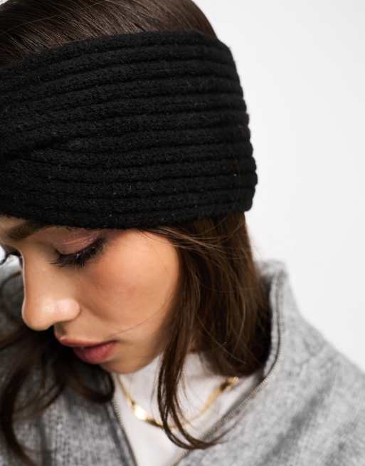 ASOS DESIGN cross over knit headband in black | ASOS