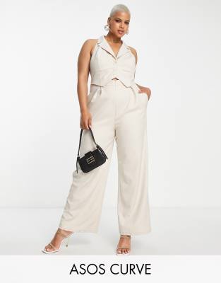 ASOS DESIGN Curve 2-in-1 suit sleeveless jumpsuit with flare leg in ...