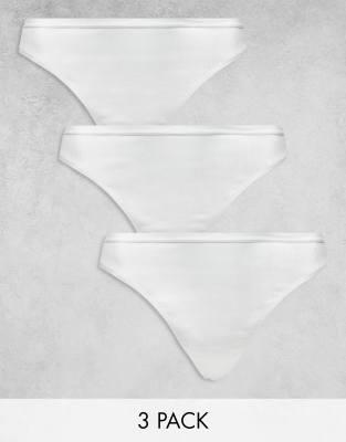 ASOS DESIGN Curve 3 pack ribbed thongs in white | ASOS