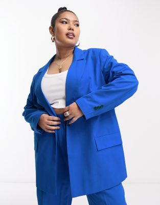 ASOS DESIGN Curve - Blazer de tailleur oversize - Bleu électrique | ASOS