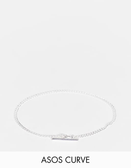 Asos Design Curve Bracelet En Argent Massif Avec Barre En T Asos