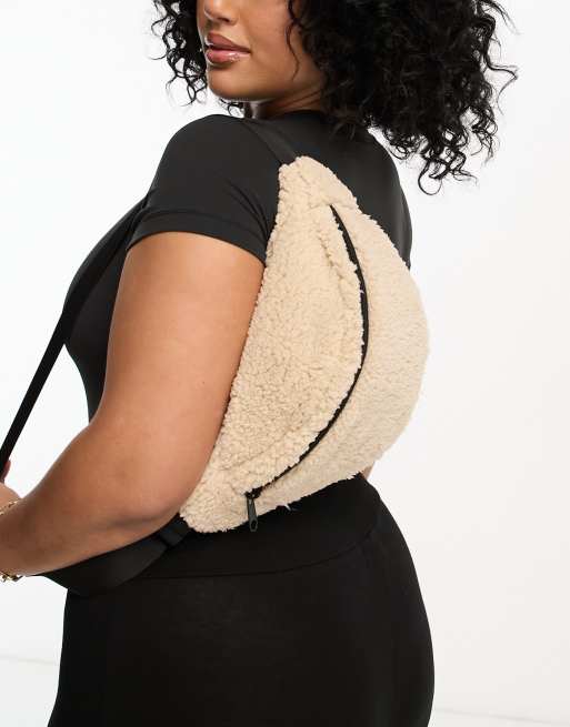 ASOS DESIGN Curve bum bag in borg in neutral | ASOS