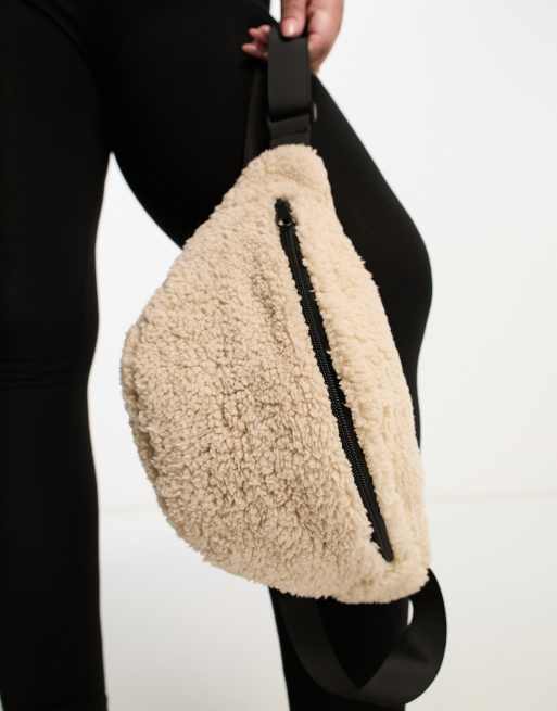 ASOS DESIGN Curve bum bag in borg in neutral | ASOS