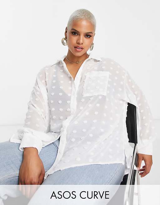 ASOS DESIGN Curve - Camicia oversize in plumetis bianca | ASOS ASOS DESIGN Curve - Camicia oversize in plumetis bianca | ASOS
