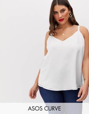 ASOS DESIGN Curve - Caraco col V double épaisseur - Blanc | ASOS