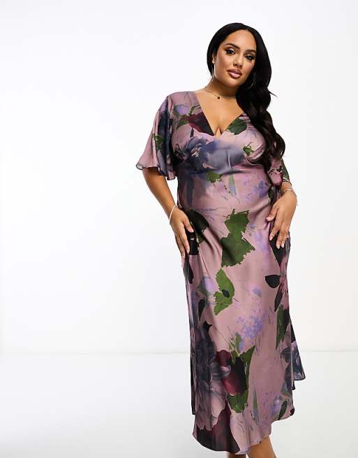 ASOS DESIGN Curve Exclusive – Liliowa satynowa sukienka midi ze ... ASOS DESIGN Curve Exclusive – Liliowa satynowa sukienka midi ze ...