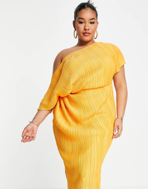 Asos Design Fallen Shoulder Plisse Midi Dress Deals