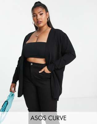 ASOS DESIGN Curve - Gilet en maille fine - Noir | ASOS