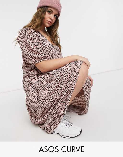 Asos Design Curve Hängerkleid In Midilänge Mit Schößchensaum Und