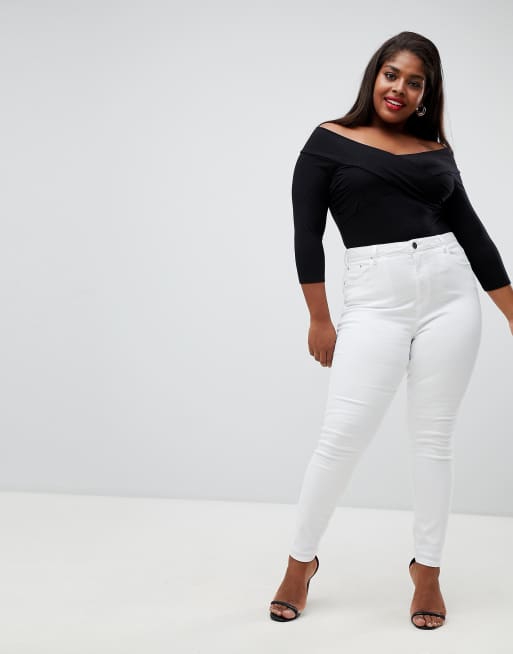 Asos Design Ridley High Waisted Skinny Jeans In Optic White Factory