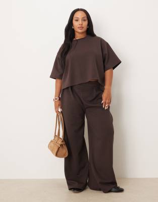 ASOS DESIGN Curve interlock set in chocolate brown | ASOS
