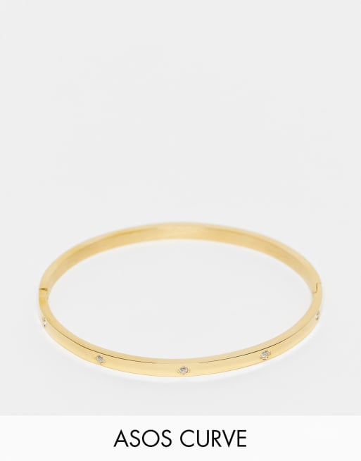 Asos Design Curve Jonc En Acier Inoxydable Avec Cristaux Doré Asos