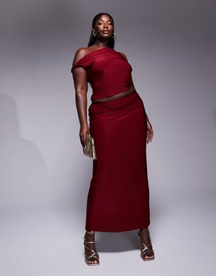 ASOS DESIGN Curve - Jupe d'ensemble longue et près du corps - Bordeaux | ASOS