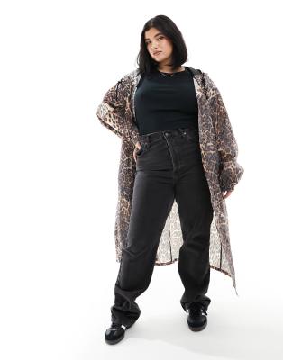 ASOS DESIGN Curve long raincoat in animal print | ASOS