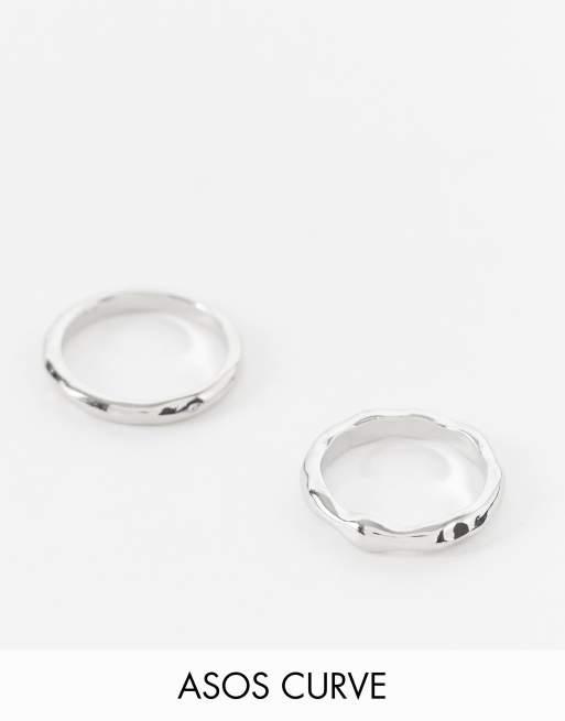 Asos Design Curve Lot De 2 Bagues Effet Fondu Argenté Asos