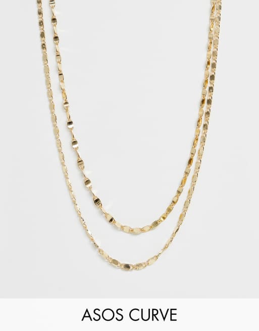 Asos Design Curve Meerlaagse Ketting Met Verschillende Schakels In
