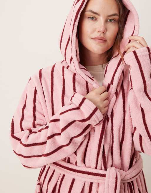 ASOS DESIGN Curve microfleece mini robe in stripe print | ASOS