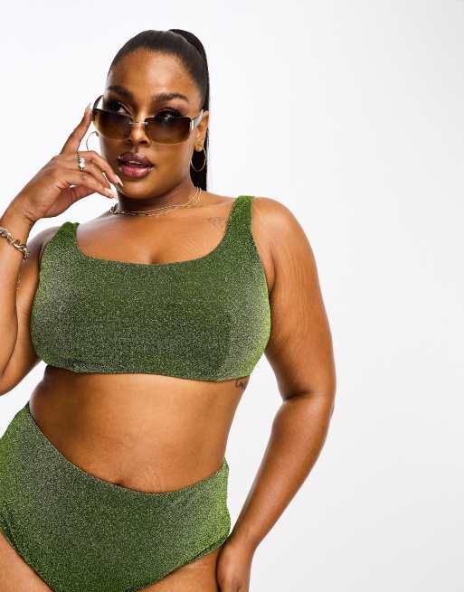 Asos Design Curve Mix And Match Haut De Bikini Court à Encolure