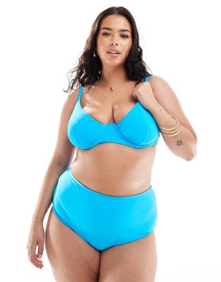 Asos Curve Asos Design Curve Mix And Match Step Front Underwire Bikini Top In Bright Blue | ModeSens