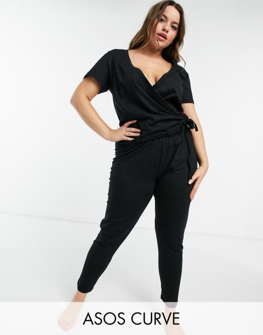 Asos Design Curve Mix And Match Jersey Pyjama Legging In Black Asos