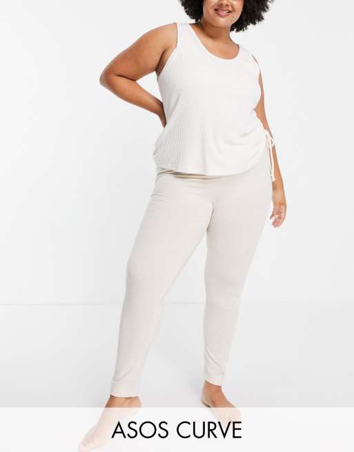 Asos Design Curve Mix And Match Jersey Pyjama Legging In Cream Asos