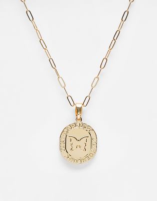 ASOS DESIGN Curve necklace with double sided embossed pendant in gold ...