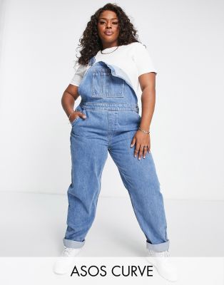 ASOS DESIGN Curve 'original' denim overalls in midwash | ASOS