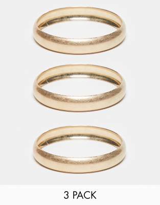 ASOS DESIGN Curve pack of 3 bangles in brushed gold tone | ASOS