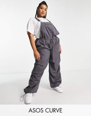 ASOS DESIGN Curve parachute overalls in charcoal | ASOS