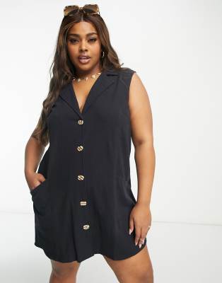 ASOS DESIGN Curve - Robe gilet courte - Noir | ASOS
