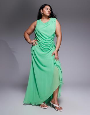 ASOS DESIGN Curve - Robe longue et volantée avec dos ouvert et taille ...