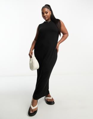ASOS DESIGN Curve - Robe longue sans manches - Noir | ASOS