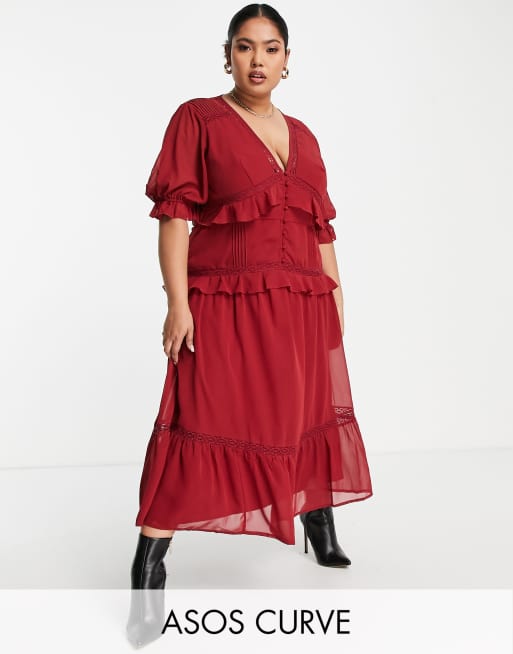 Asos Design Curve Robe Mi Longue Boutonnée Et étagée Avec
