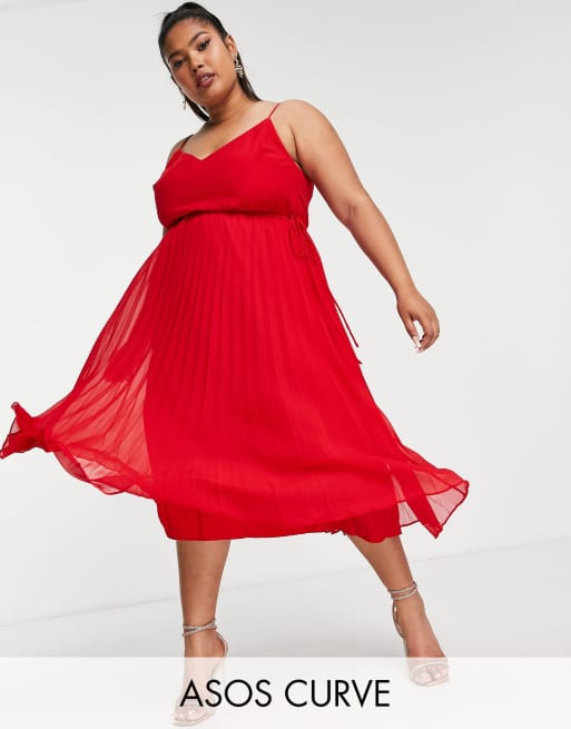 ASOS DESIGN Curve - Robe mi-longue style caraco avec plis et cordon de serrage à la taille ...